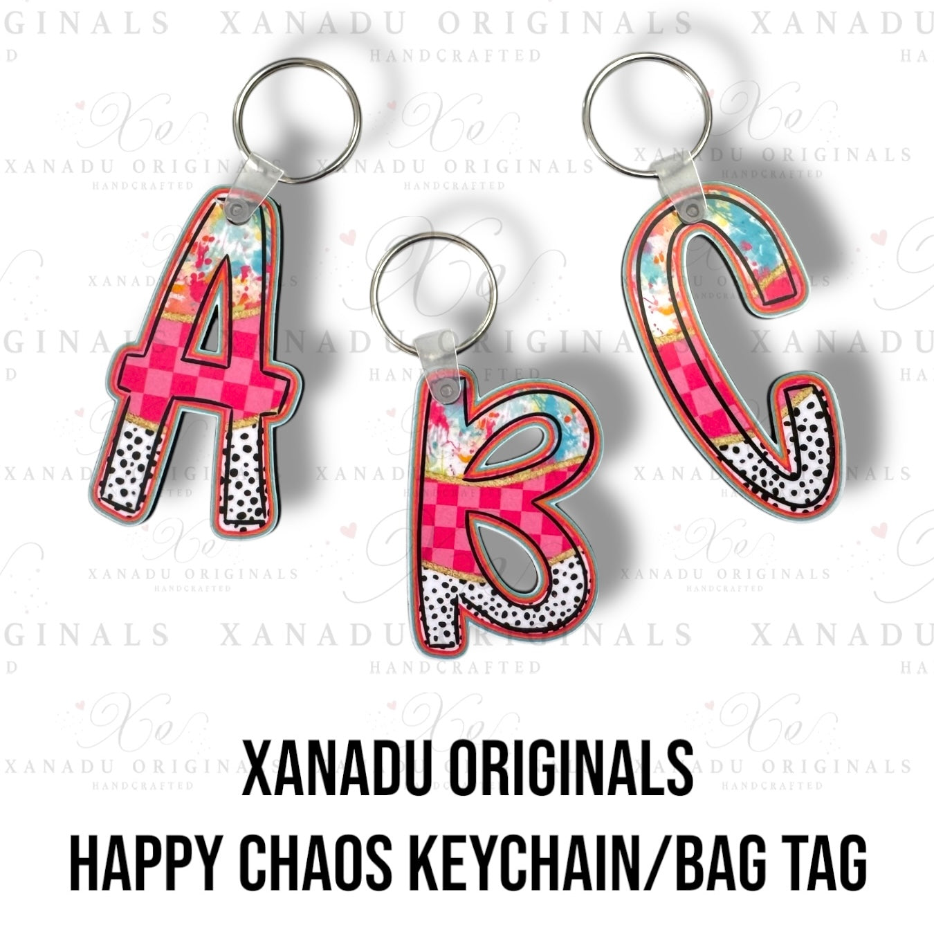 Happy Chaos Alpha Keychains (A-Z) | Bag Tag – Xanadu Originals